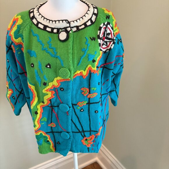 Michael Simon | Sweaters | Rare Vintage Michael Simon Globe Sweater ...